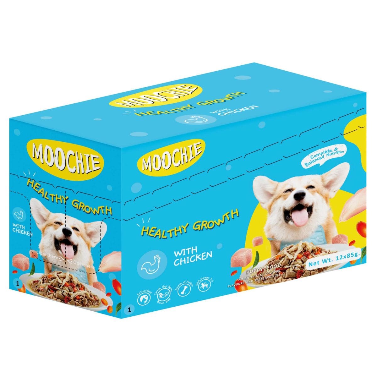 Pouch de pollo y verduras para cachorros MOOCHIE crecimiento saludable ...